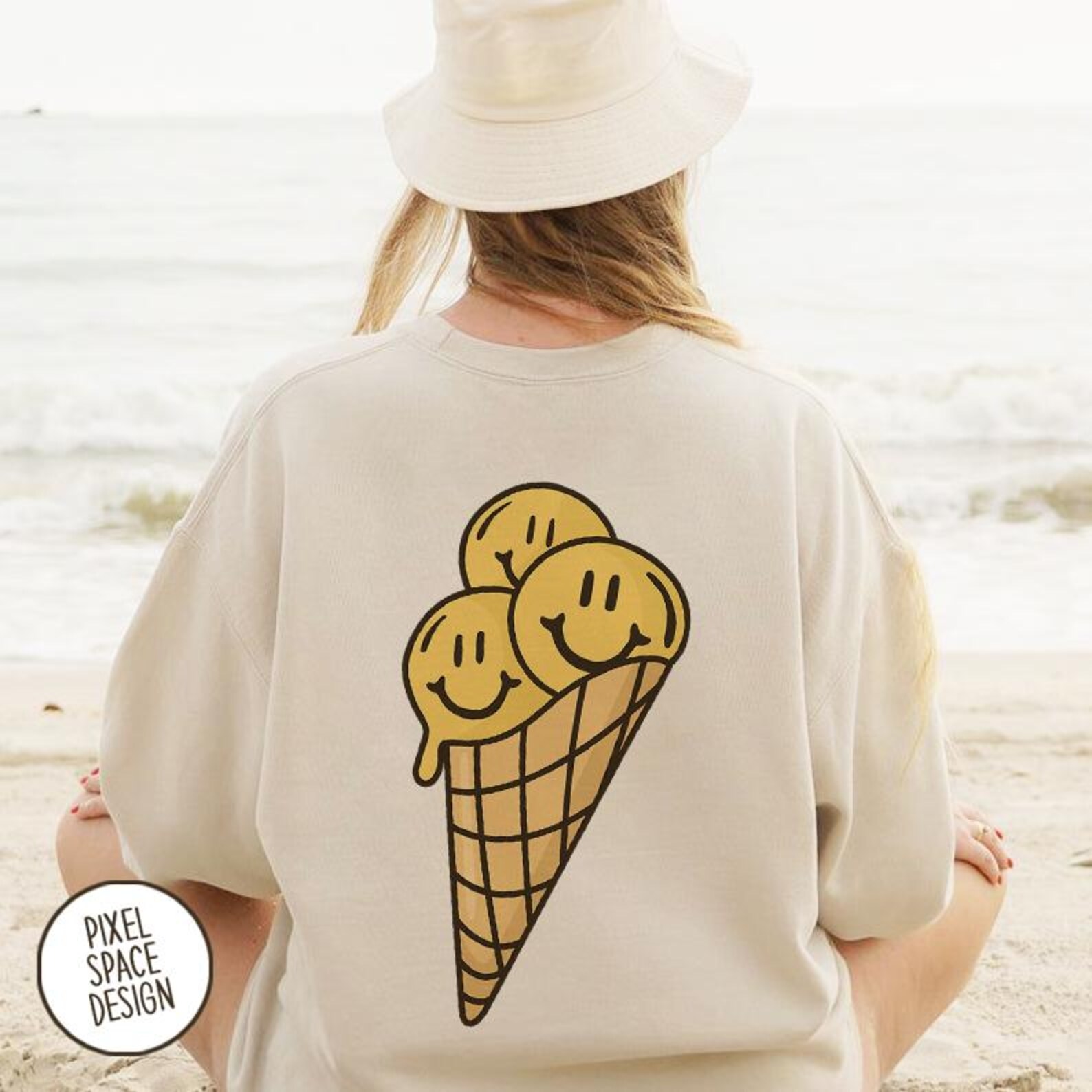 Smiley Face Ice Cream PNG: Summer Sublimation Design (digital Download ...