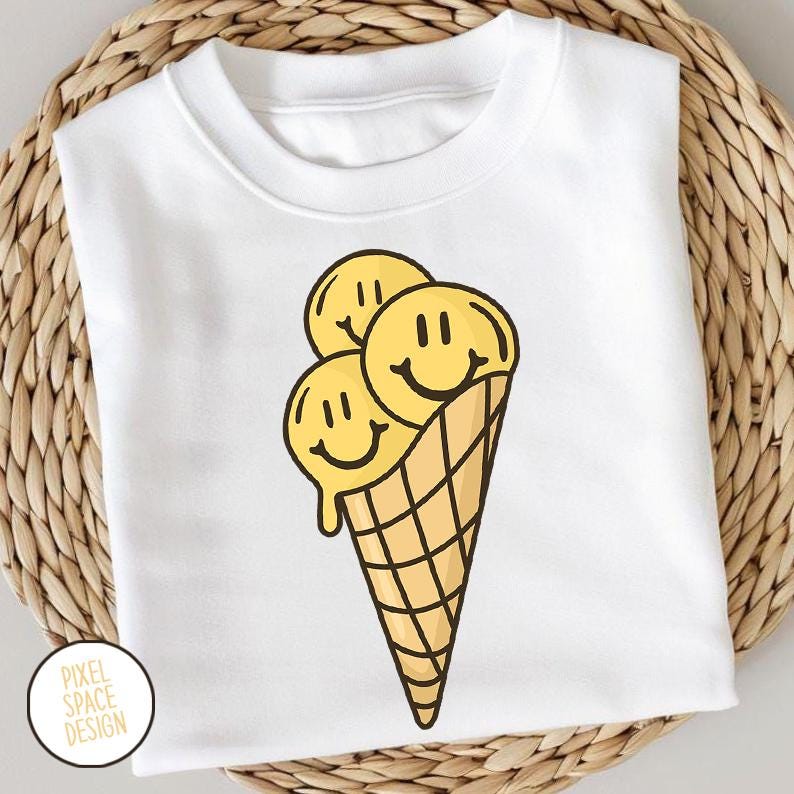 Smiley Face Ice Cream PNG: Summer Sublimation Design (digital Download ...