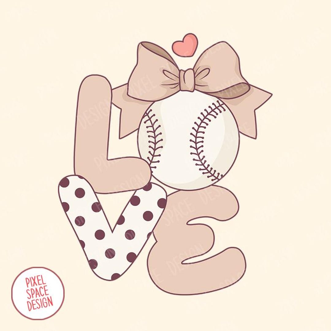 Love Baseball PNG, Girly Baseball PNG, Sublimation Design, Digital ...