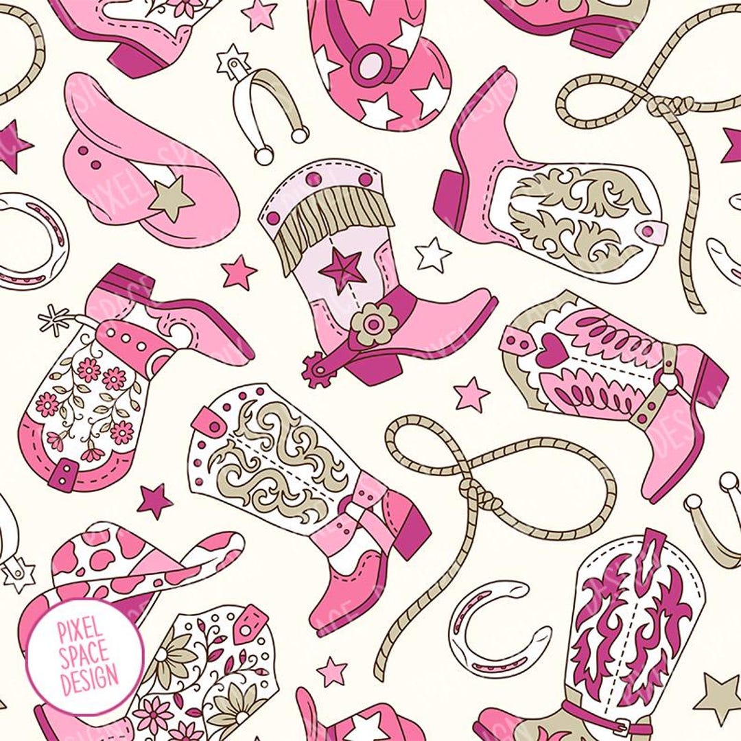 Cowgirl Seamless Pattern, Girly Western Sublimation Digital Design ...