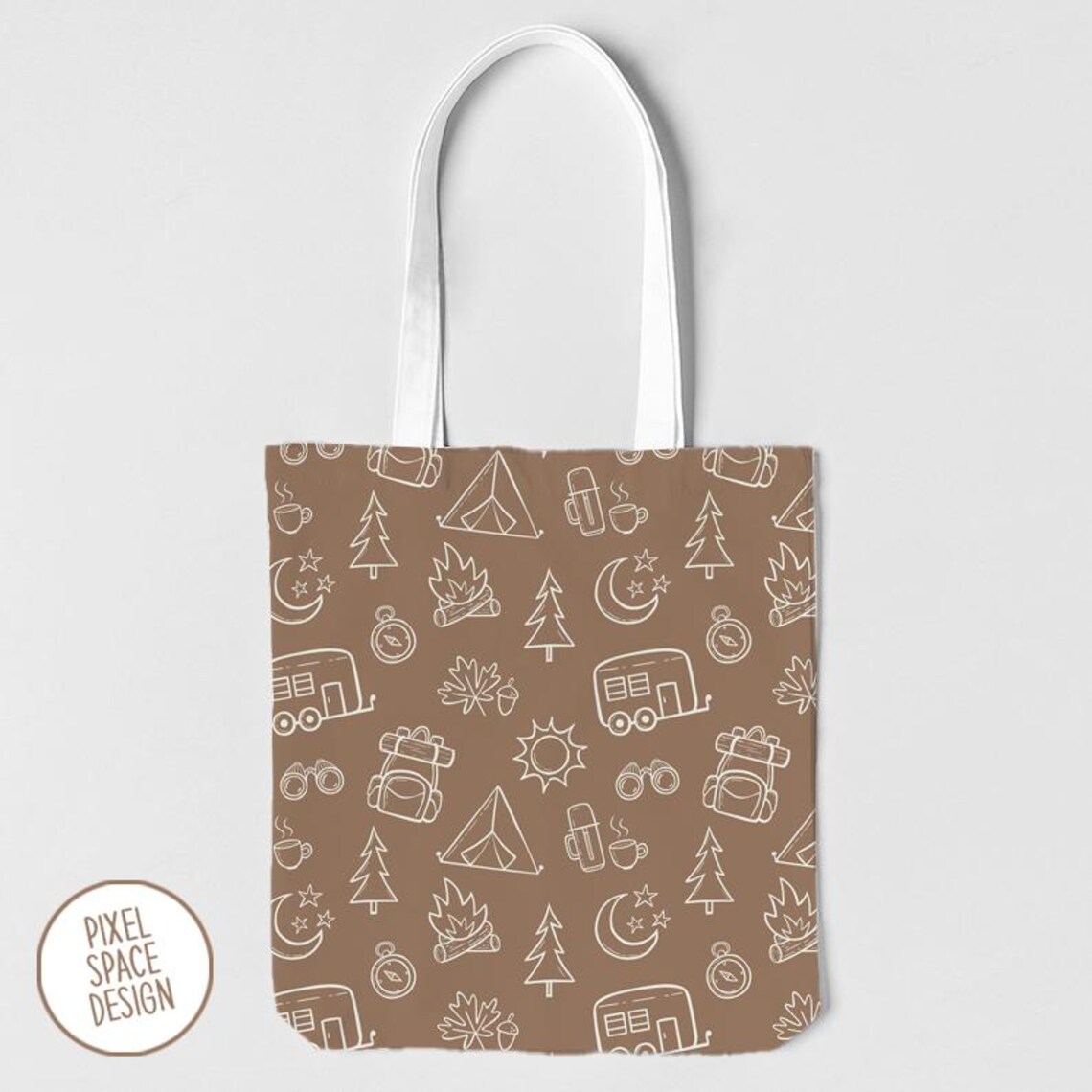 Boho Camping Seamless Pattern: Outdoor Adventure Design (digital ...