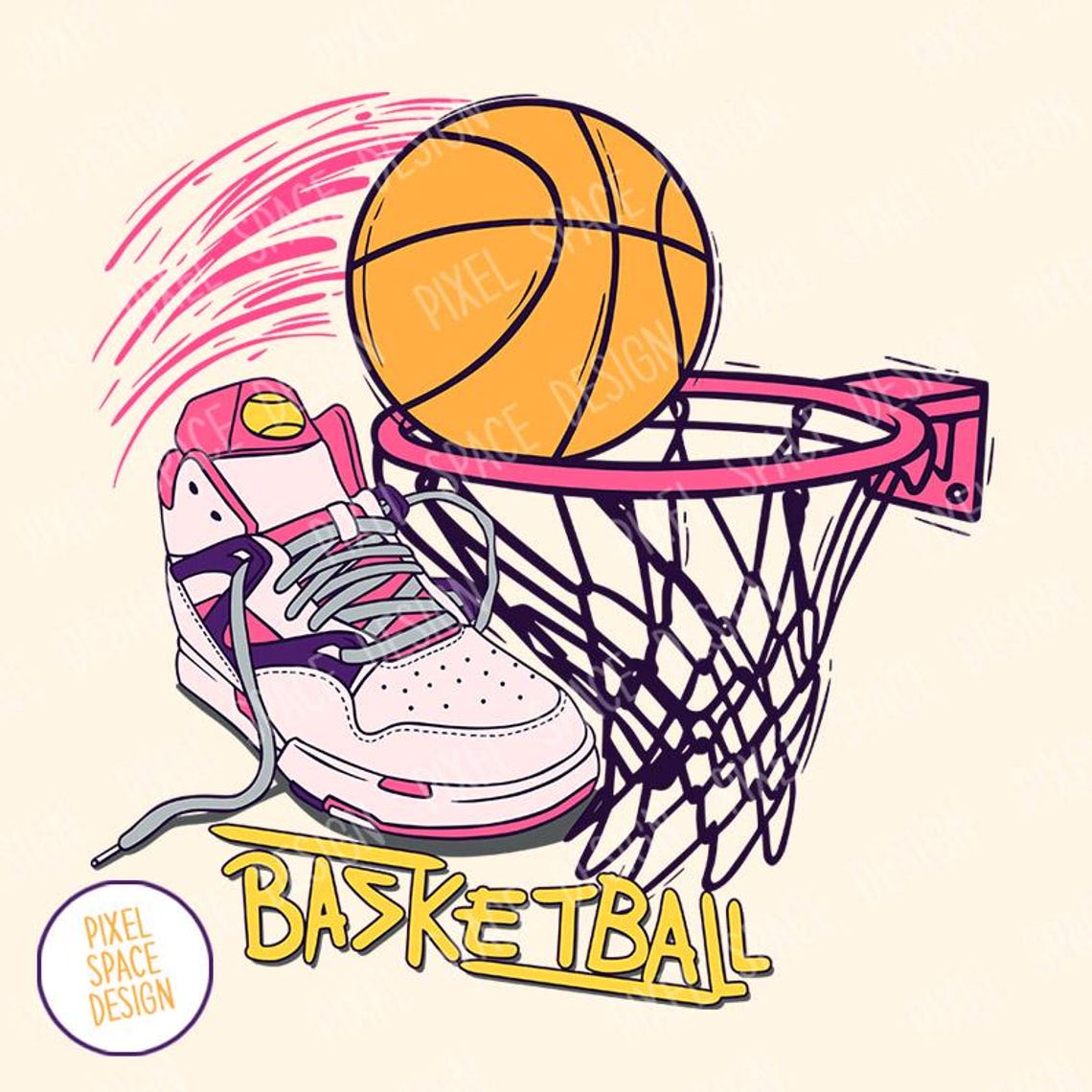 Basketball PNG, Girly Basketball Sublimation Digital Design Download ...