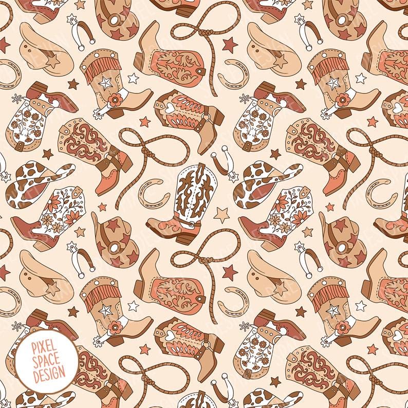 Cowgirl Seamless Pattern, Girly Western Sublimation Digital Design ...