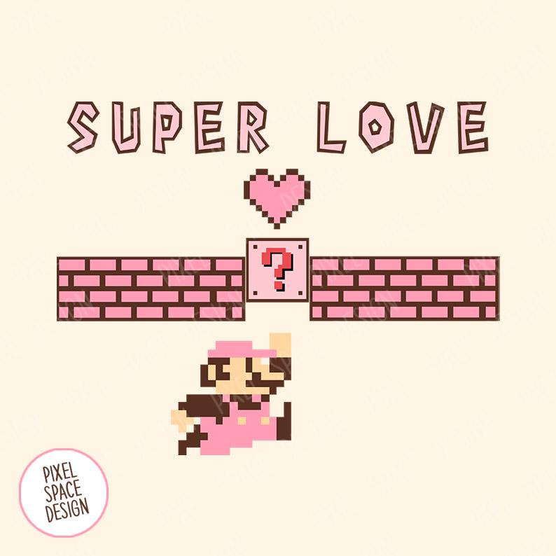 Super Love PNG, Super Mario PNG, Valentines Day PNG, Love Png, Retro ...