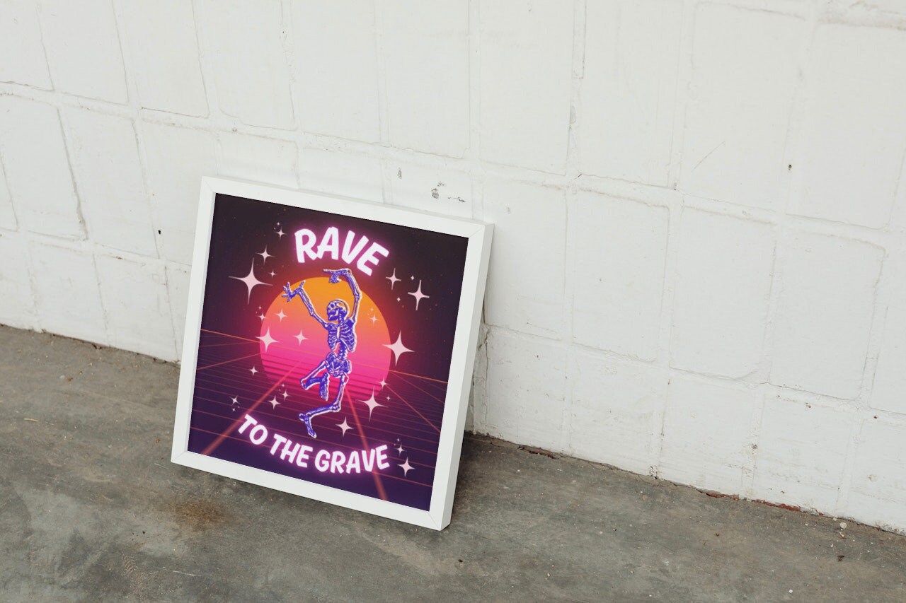 Rave to the Grave Skeleton Dance Raver Dancer Party EDM Music Cute ...