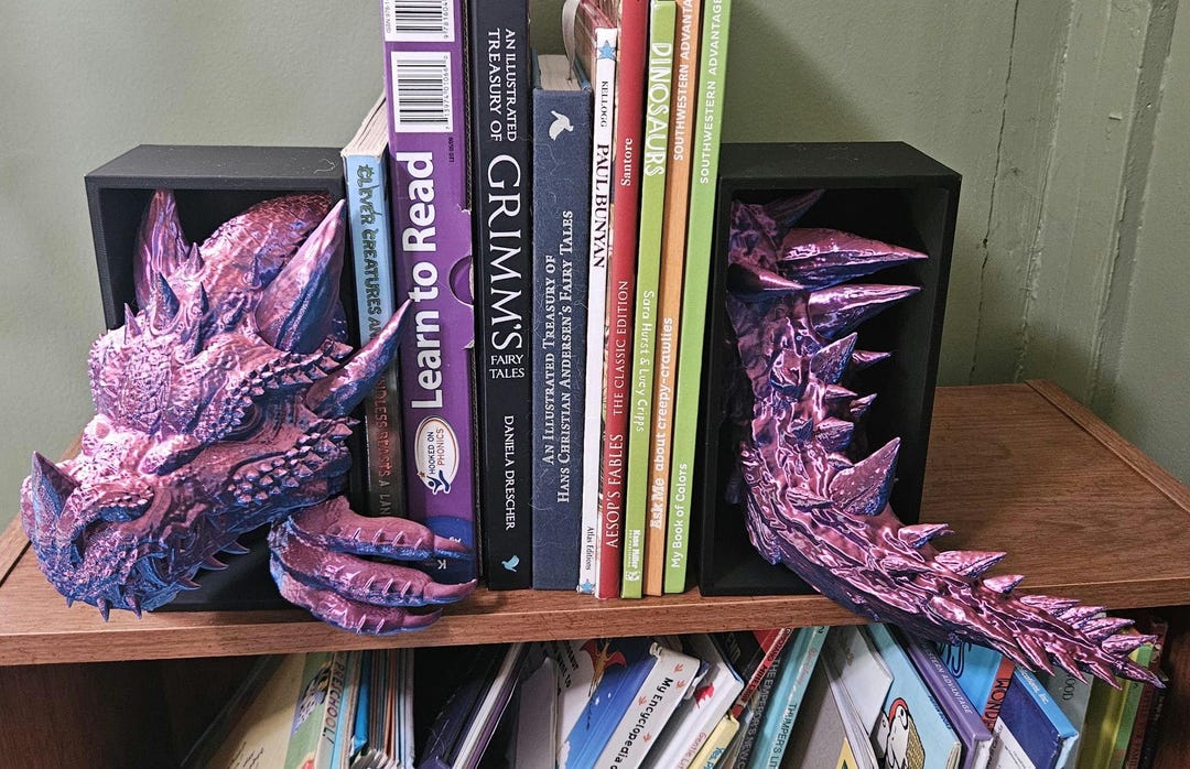 3D Printed Dragon Bookend Holder - Etsy