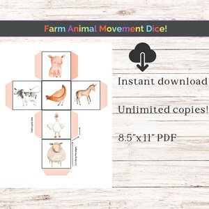Montessori Farm Animal Movement Dice Activity for Preschool ...