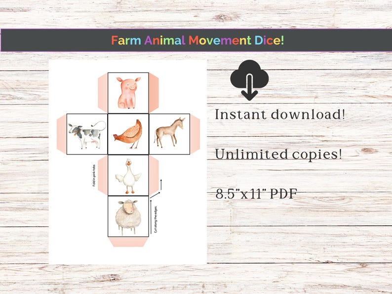 Montessori Farm Animal Movement Dice Activity for Preschool ...