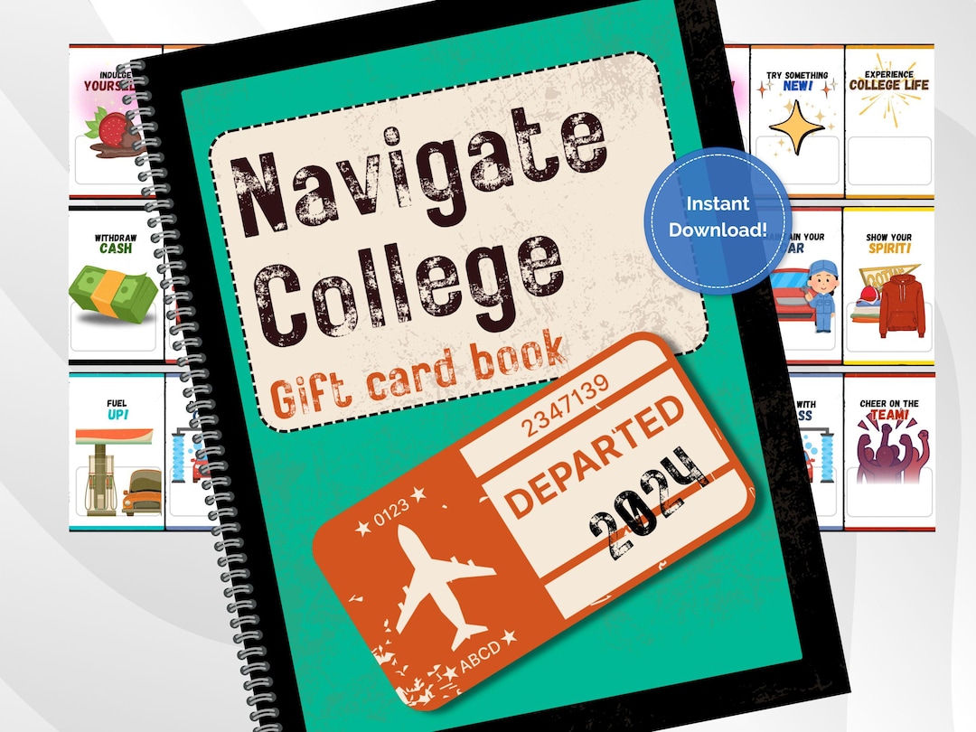 Printable College Gift Card Book, Digital Gift Card Holder, College ...