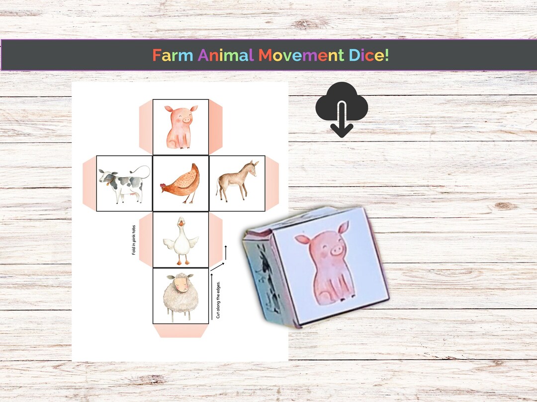 Montessori Farm Animal Movement Dice Activity for Preschool ...