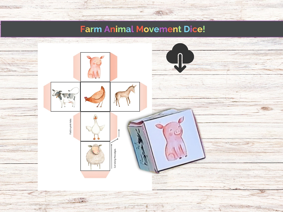 Montessori Farm Animal Movement Dice Activity for Preschool ...
