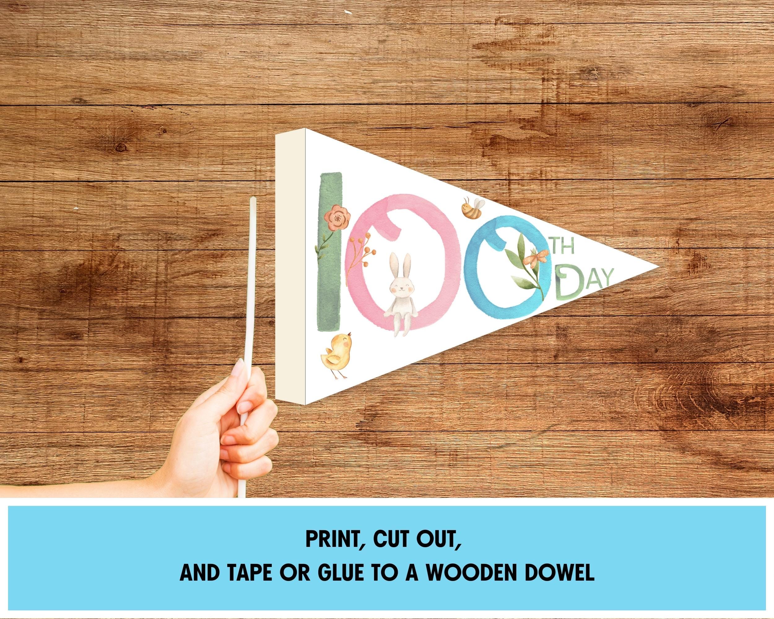 100th Day of School Printables Growing Theme Pennant Flags & Posters ...