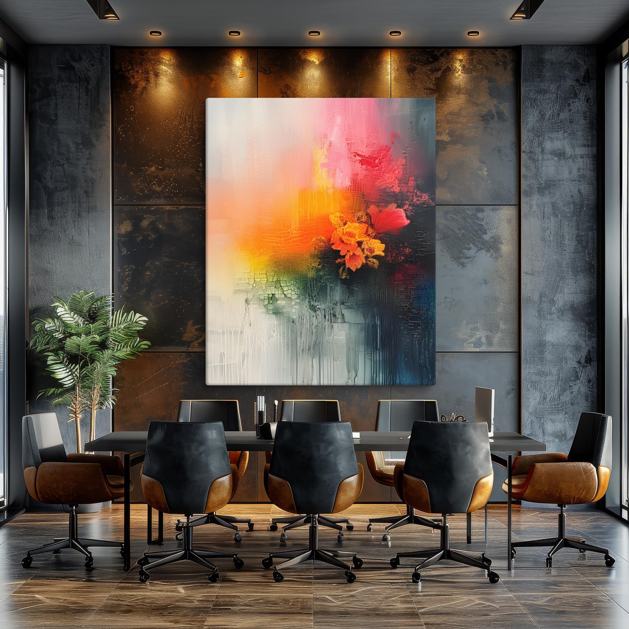 Vibrant Floral Abstract Canvas Art - Colorful Modern Wall Decor, Bright ...