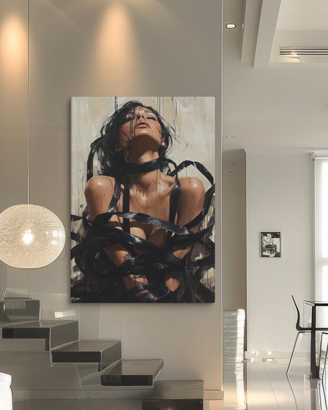 Ensnared Beauty, Erotic Nude Female Art, Sensual Woman Wrapped in Ribbons, Emotional ...