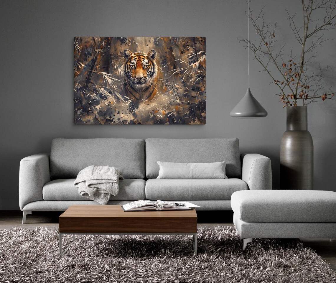 Canvas Abstract Cheetah in the Golden Savannah - Ready to Hang ...