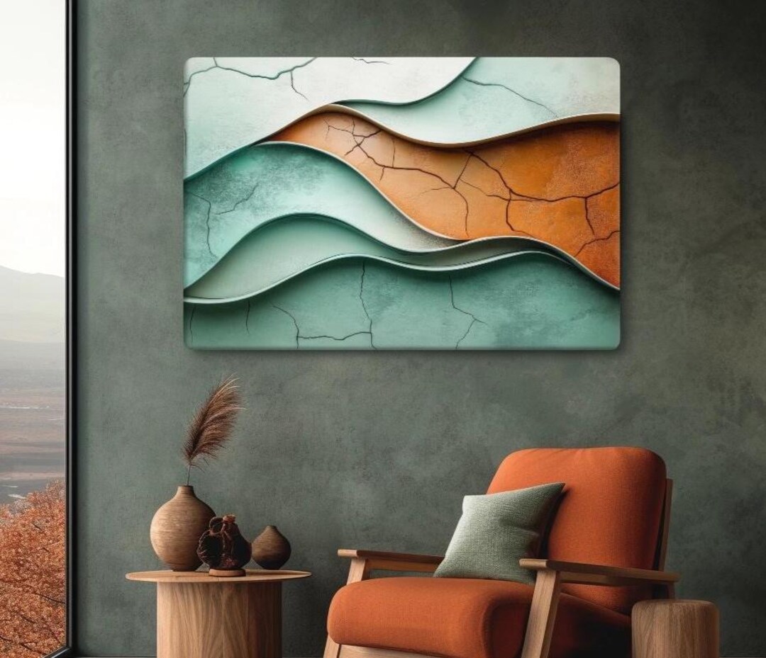 Abstract Earth Tone Canvas Painting, Textured Wall Art in Green and ...