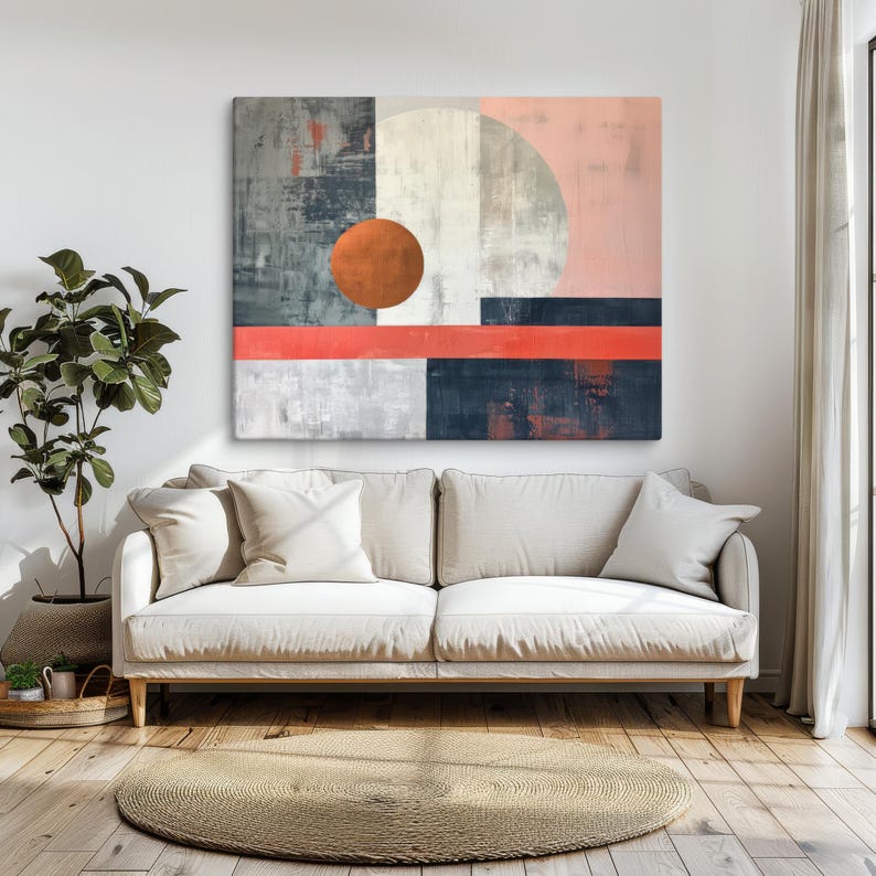 Canvas Modern Geometric Abstract Art – Ready to Hang Contemporary ...