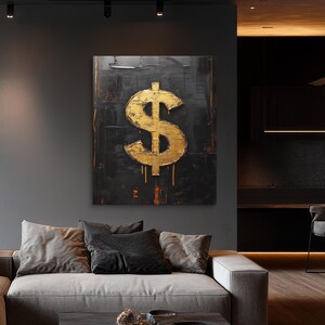 Golden Dollar Sign Canvas, Modern Money Wall Art, Luxury Gold Texture ...