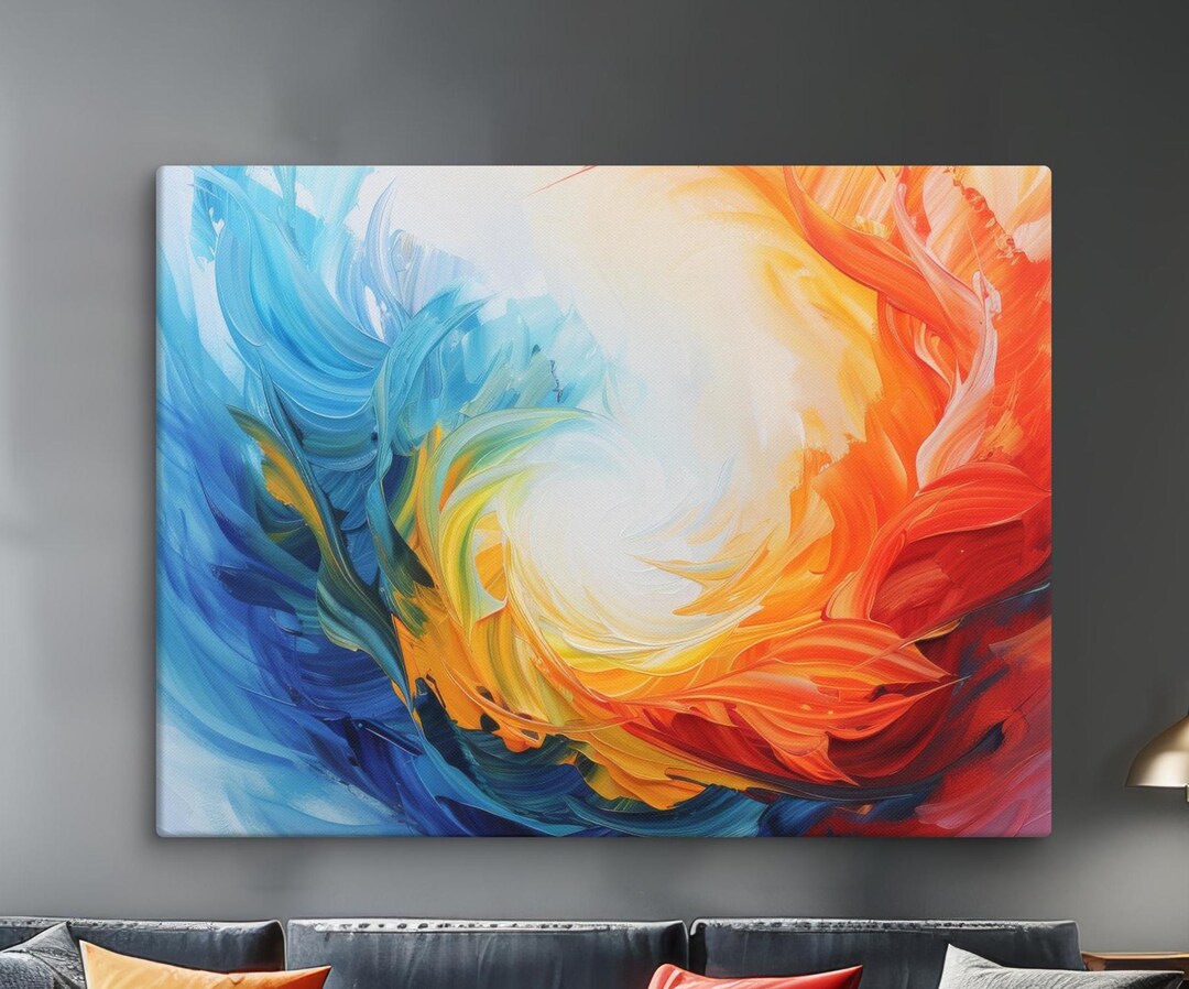 Canvas Colorful Whirlwind - Abstract Swirl Painting With Vibrant Blues ...