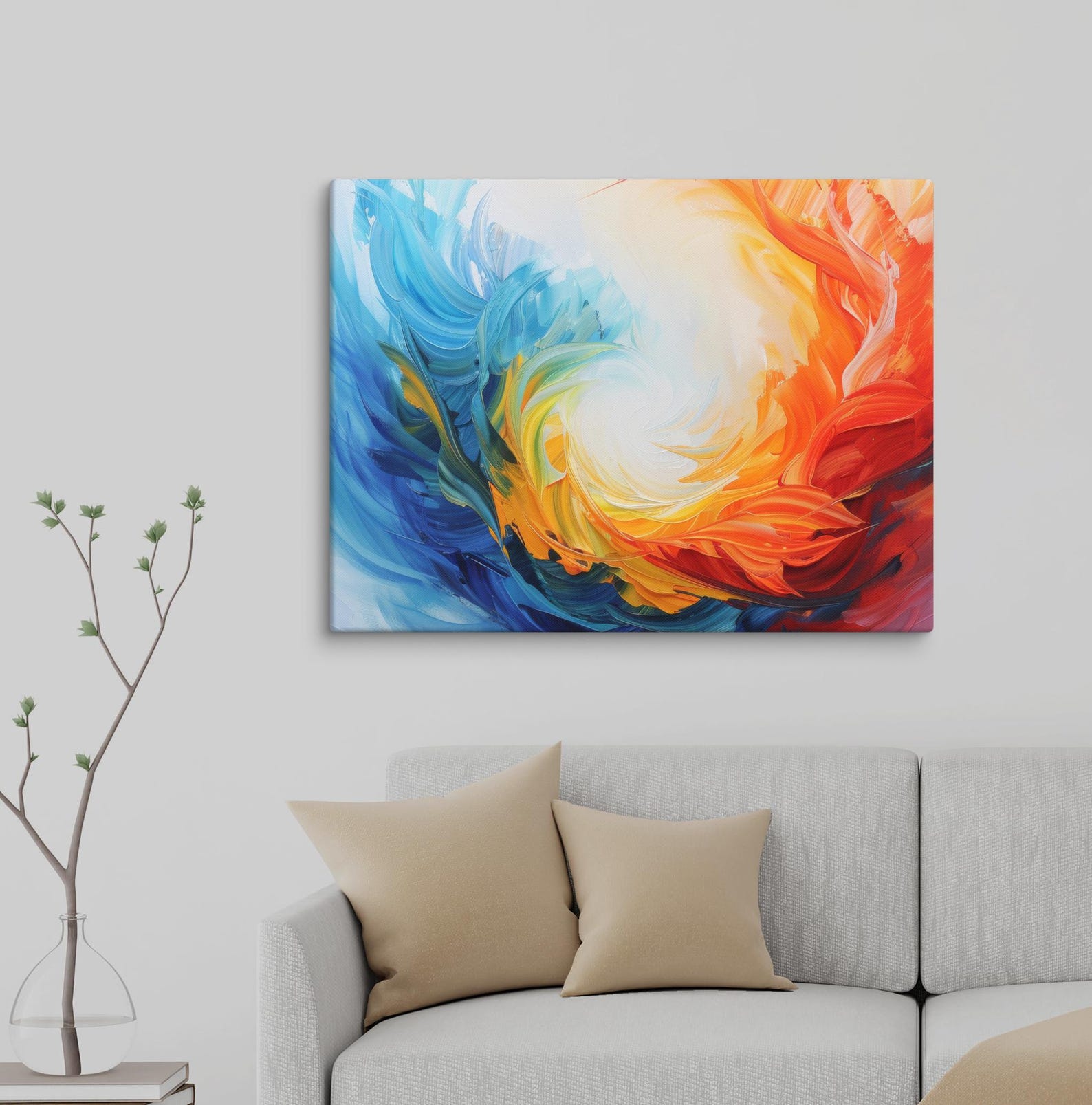 Canvas Colorful Whirlwind Abstract Swirl Painting With Vibrant Blues ...