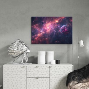 Galaxy Space Art Print, Cosmic Nebula and Planets Wall Art Decor ...