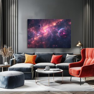 Galaxy Space Art Print, Cosmic Nebula and Planets Wall Art Decor ...