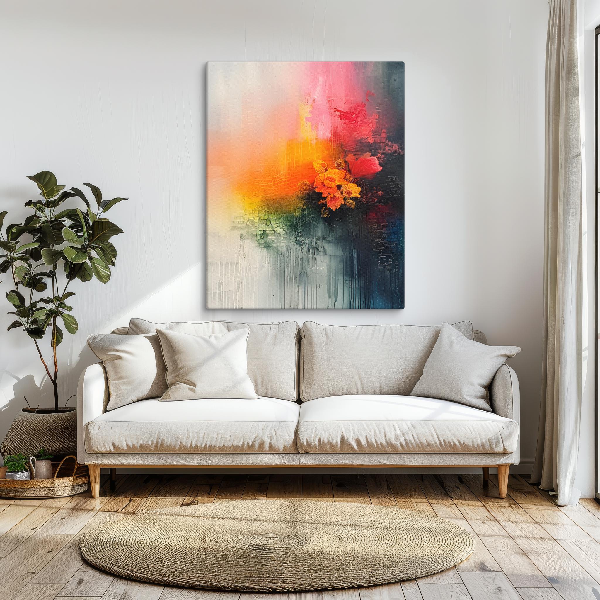 Vibrant Floral Abstract Canvas Art Colorful Modern Wall Decor, Bright ...