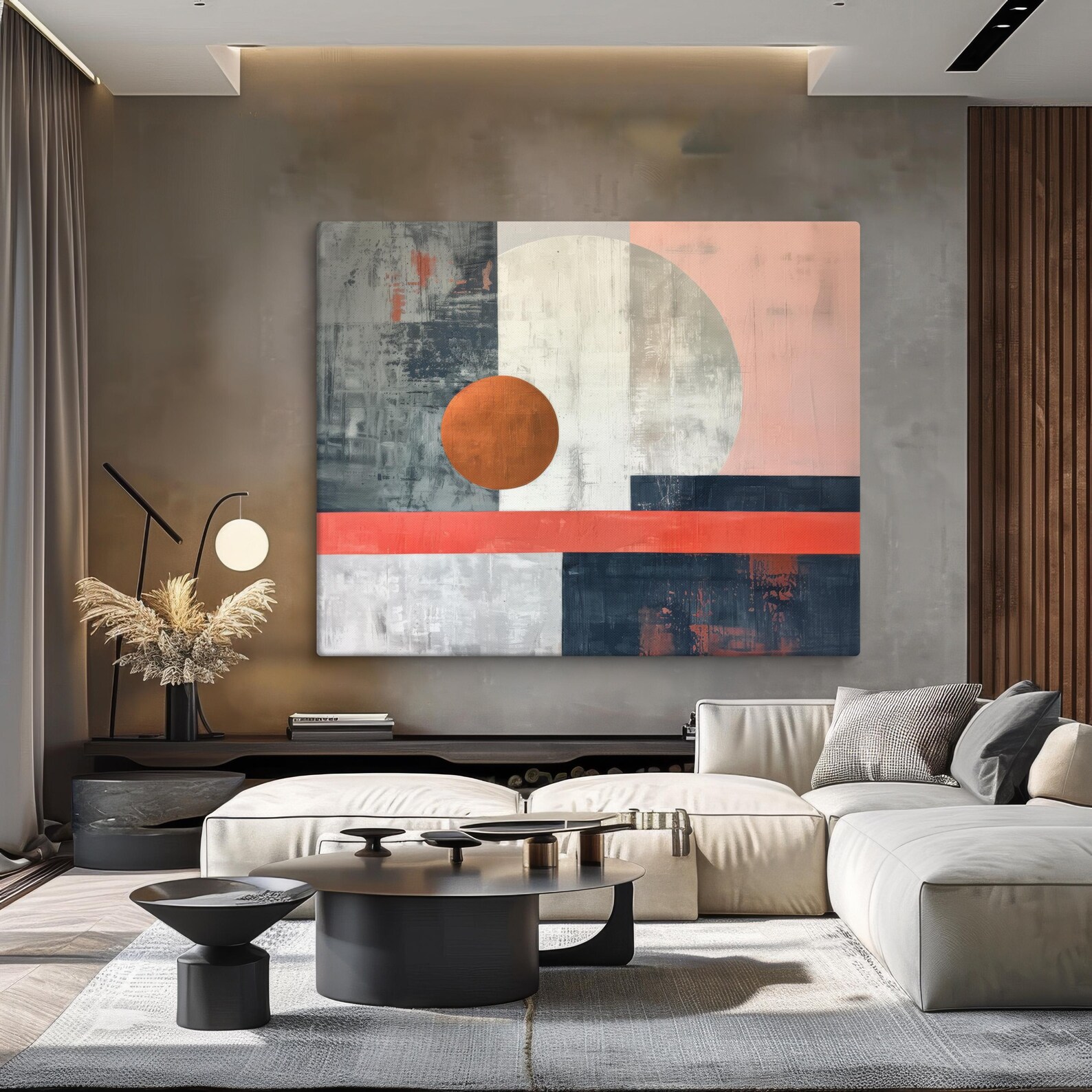 Canvas Modern Geometric Abstract Art Ready to Hang Contemporary Canvas ...