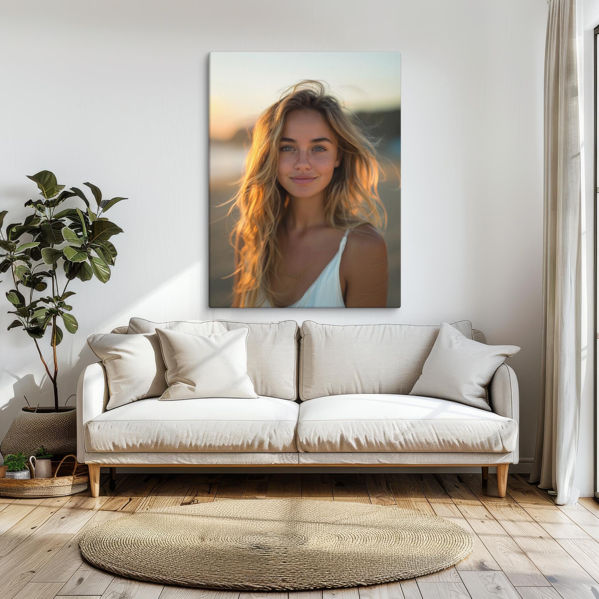 Sunny Beach Portrait Art Print, Natural Beauty in Golden Light Wall Art ...