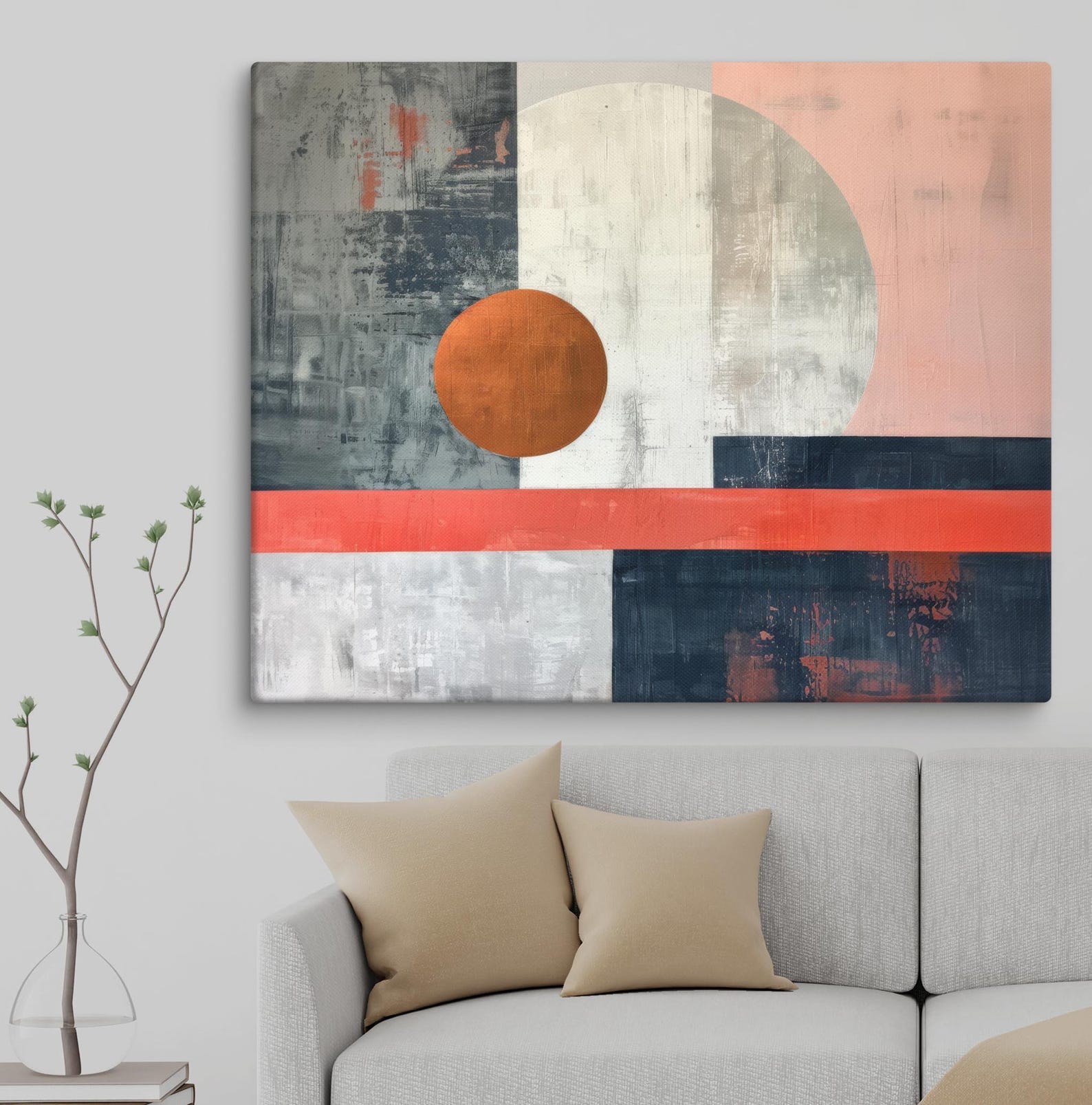 Canvas Modern Geometric Abstract Art – Ready to Hang Contemporary ...
