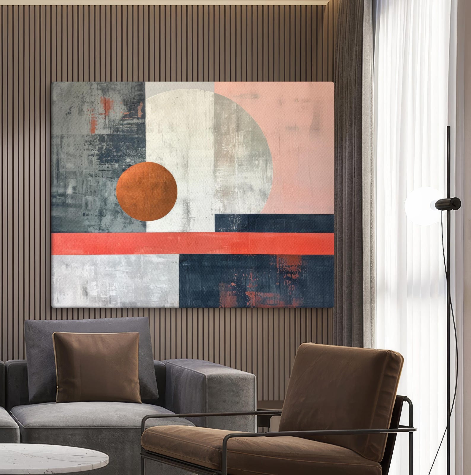 Canvas Modern Geometric Abstract Art Ready to Hang Contemporary Canvas ...