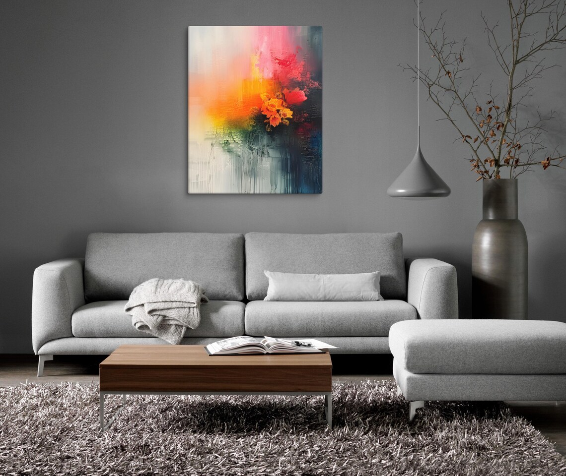 Vibrant Floral Abstract Canvas Art - Colorful Modern Wall Decor, Bright ...