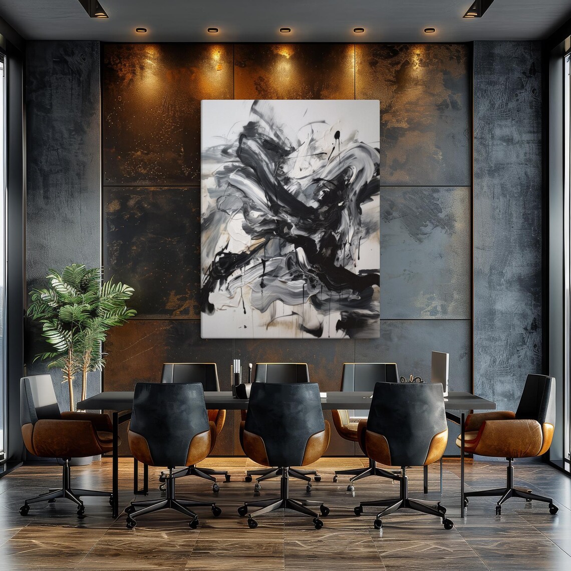 Monochrome Abstract Canvas: Black and White Textured Painting - Etsy