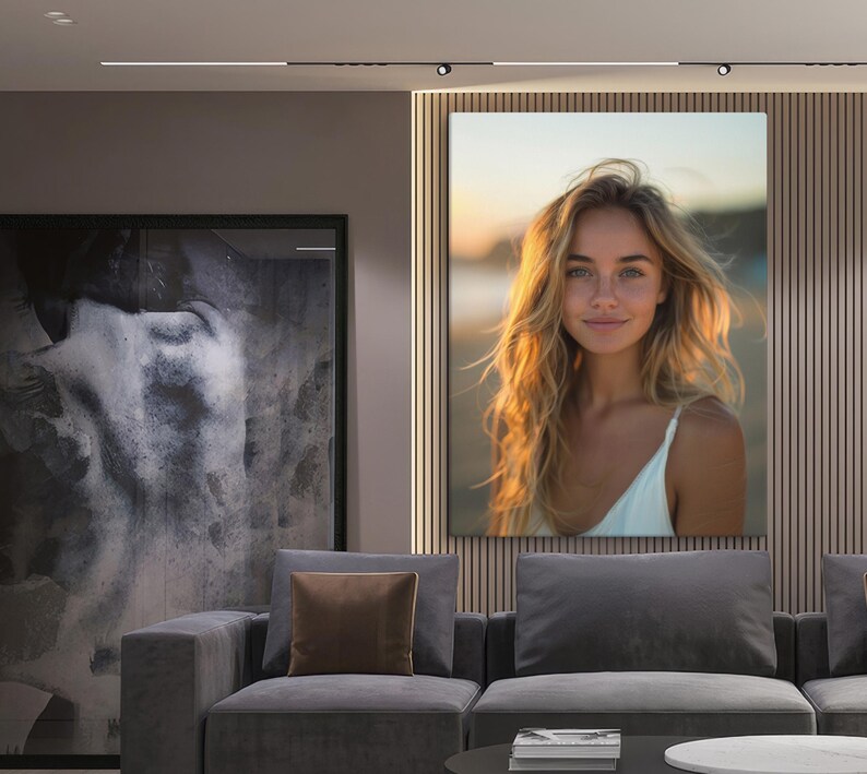 Sunny Beach Portrait Art Print, Natural Beauty in Golden Light Wall Art ...