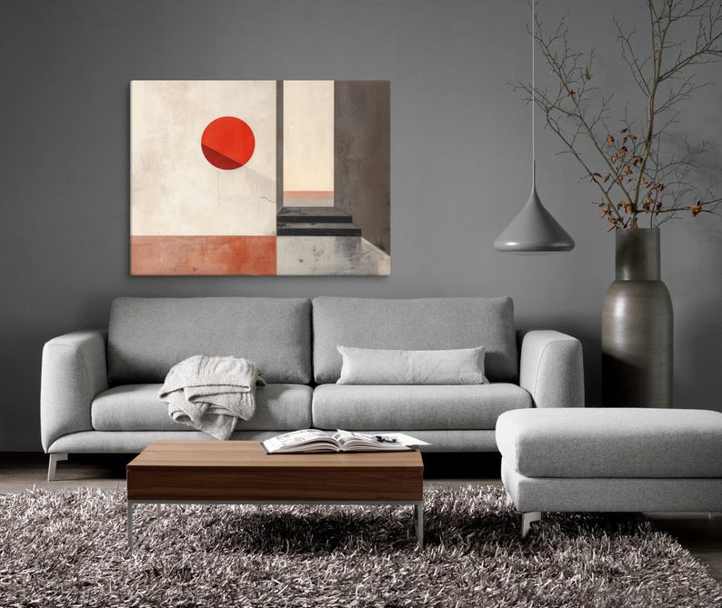 Canvas Modern Geometric Minimalist Art Ready to Hang Abstract Canvas ...