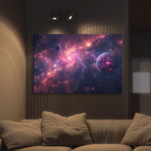 Galaxy Space Art Print, Cosmic Nebula and Planets Wall Art Decor ...