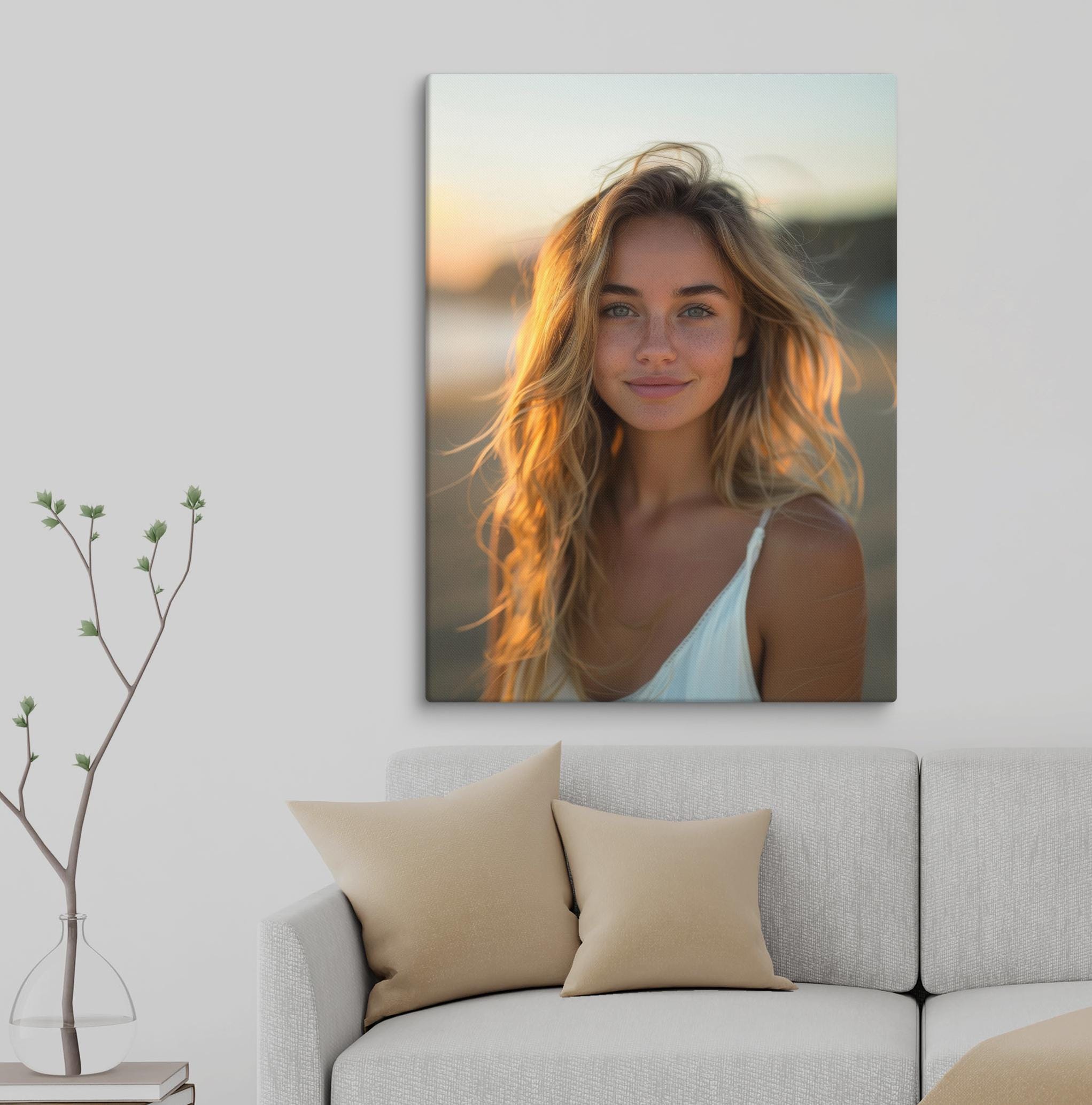 Sunny Beach Portrait Art Print, Natural Beauty in Golden Light Wall Art ...