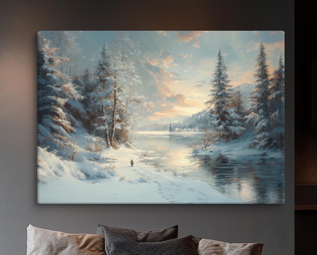 Winter Wonderland Landscape Canvas, Snowy Forest Wall Art, Serene ...