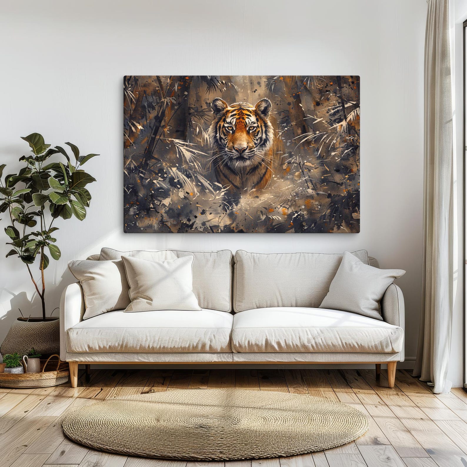 Canvas Abstract Cheetah in the Golden Savannah - Ready to Hang ...