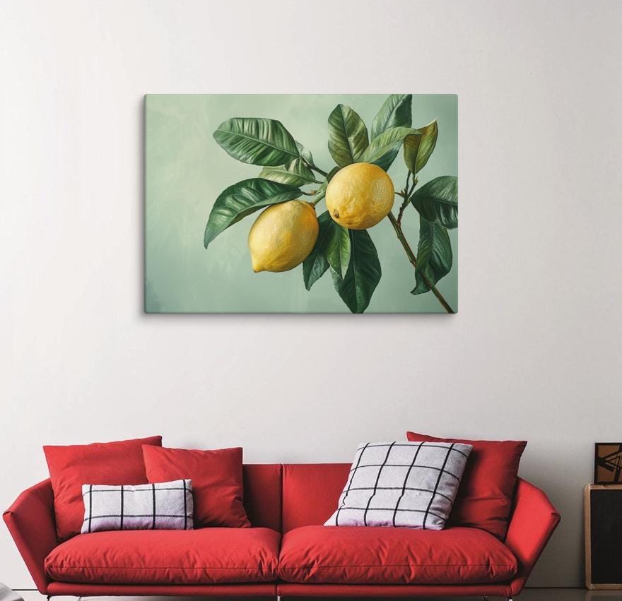 Lemon Wall Art Pictures - Yellow Lemons Wall Art Decor - Kitchen or ...