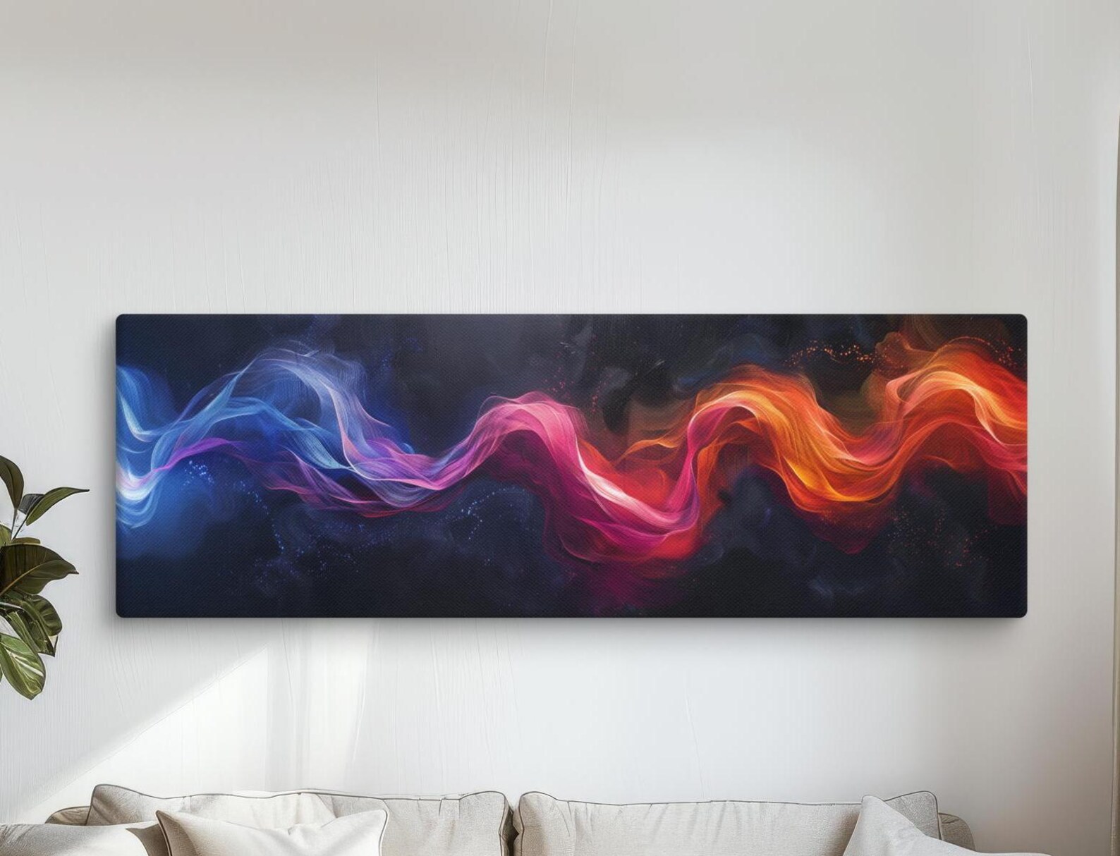 Canvas Vibrant Abstract Wave of Colors - Ready to Hang, Modern Home ...
