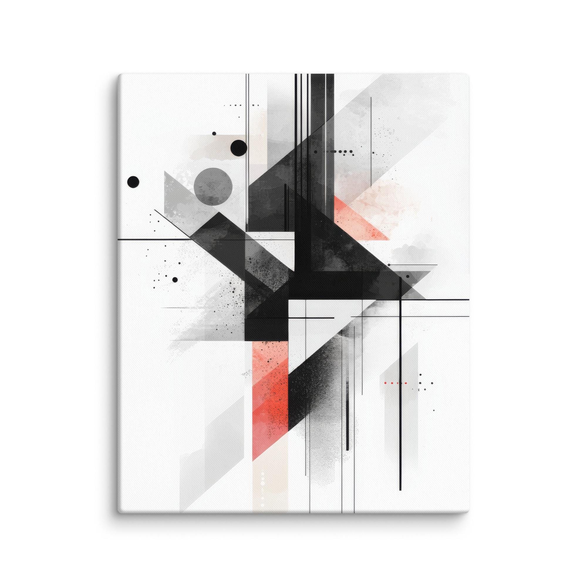 Modern Geometric Abstract Art Print, Minimalist Black and Red Shapes ...