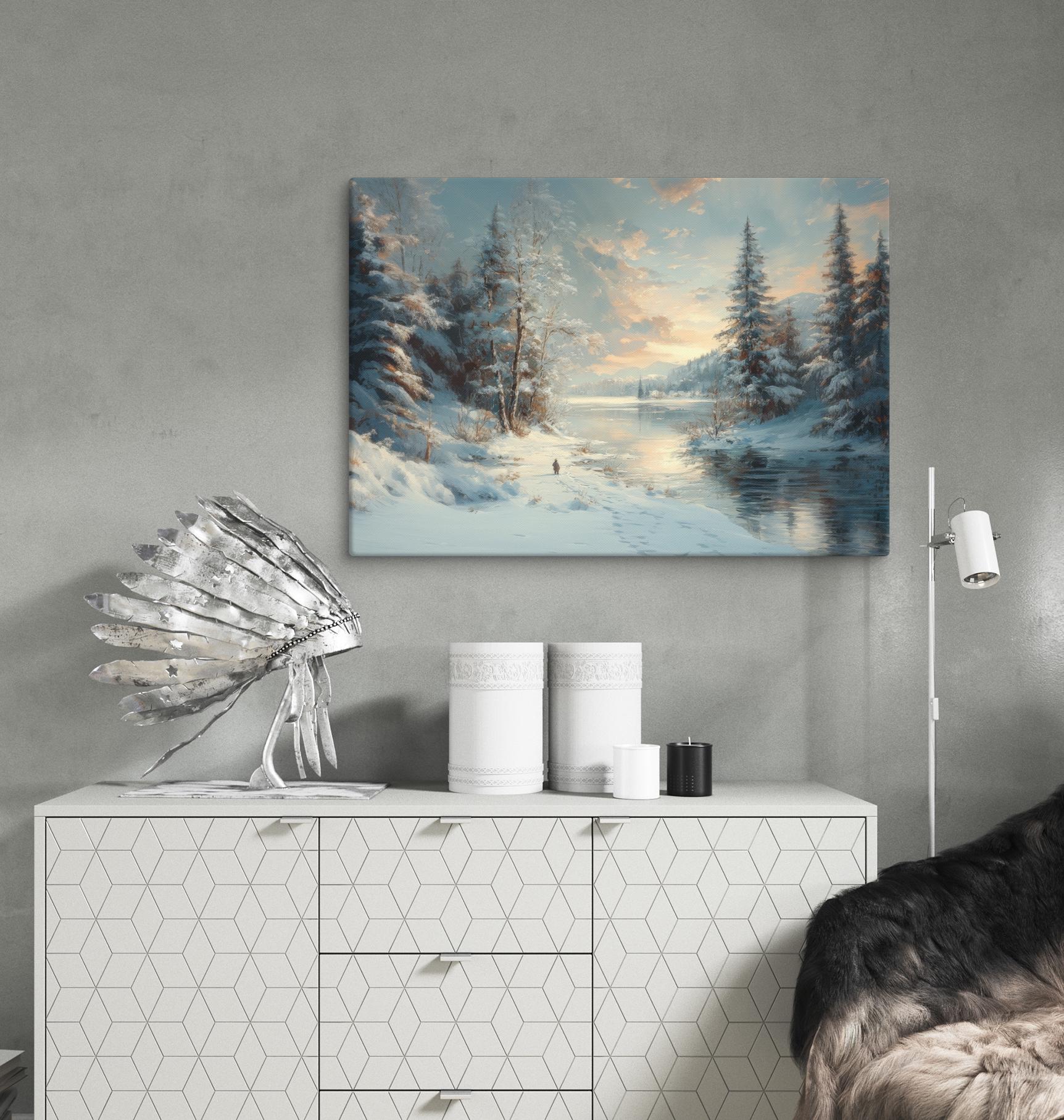 Winter Wonderland Landscape Canvas, Snowy Forest Wall Art, Serene ...