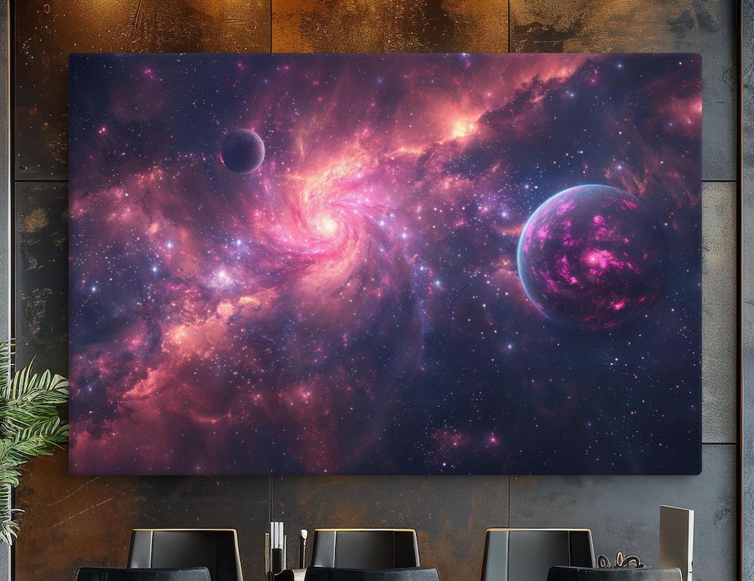 Galaxy Space Art Print, Cosmic Nebula and Planets Wall Art Decor ...