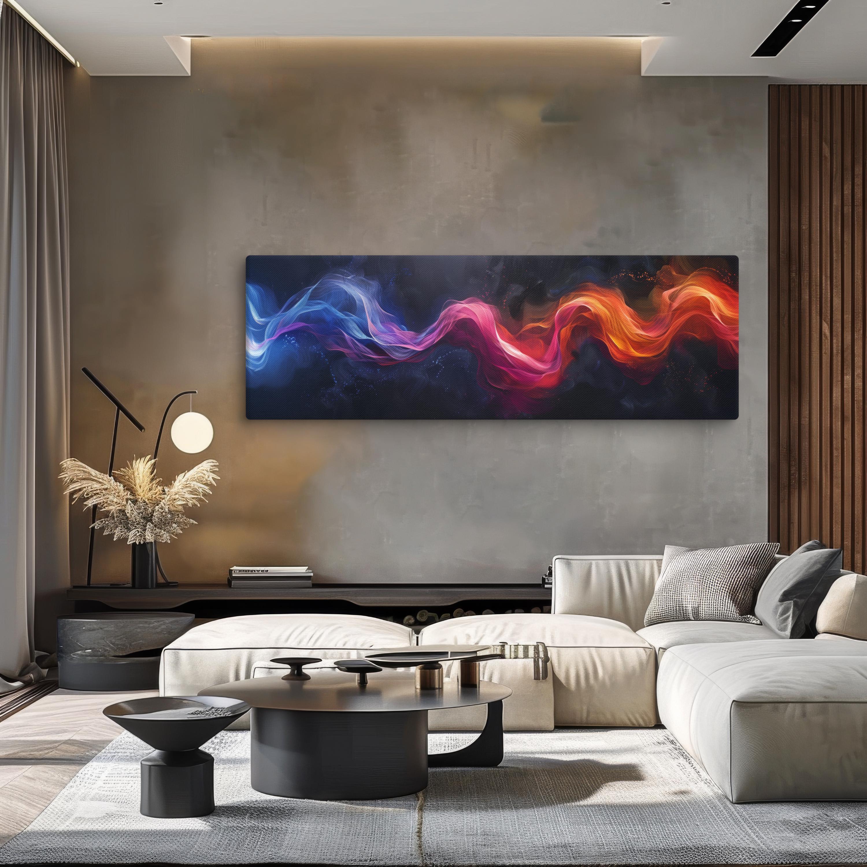 Canvas Vibrant Abstract Wave of Colors - Ready to Hang, Modern Home ...