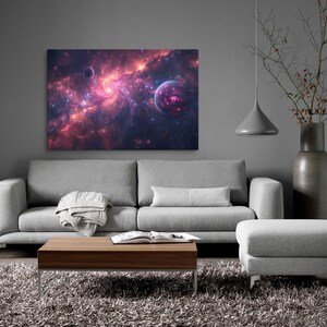 Galaxy Space Art Print, Cosmic Nebula and Planets Wall Art Decor ...
