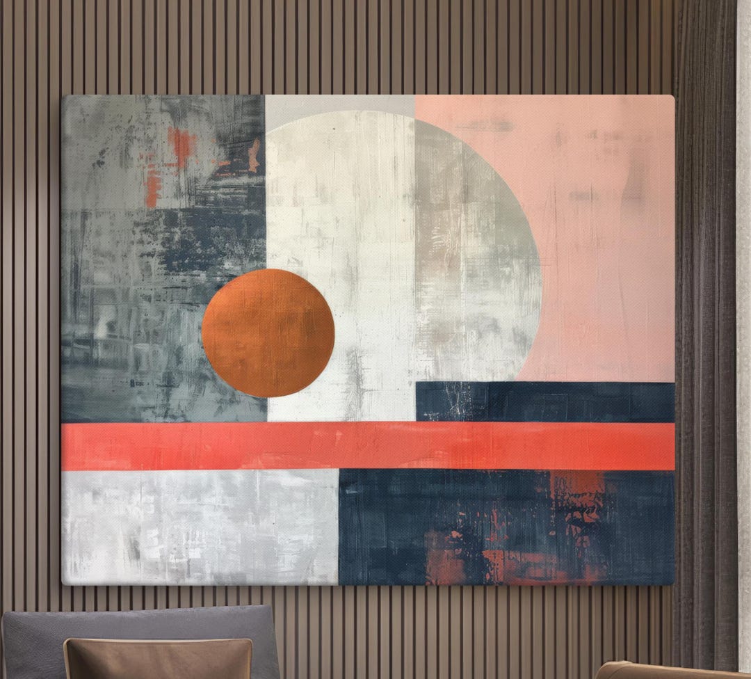 Canvas Modern Geometric Abstract Art – Ready to Hang Contemporary ...