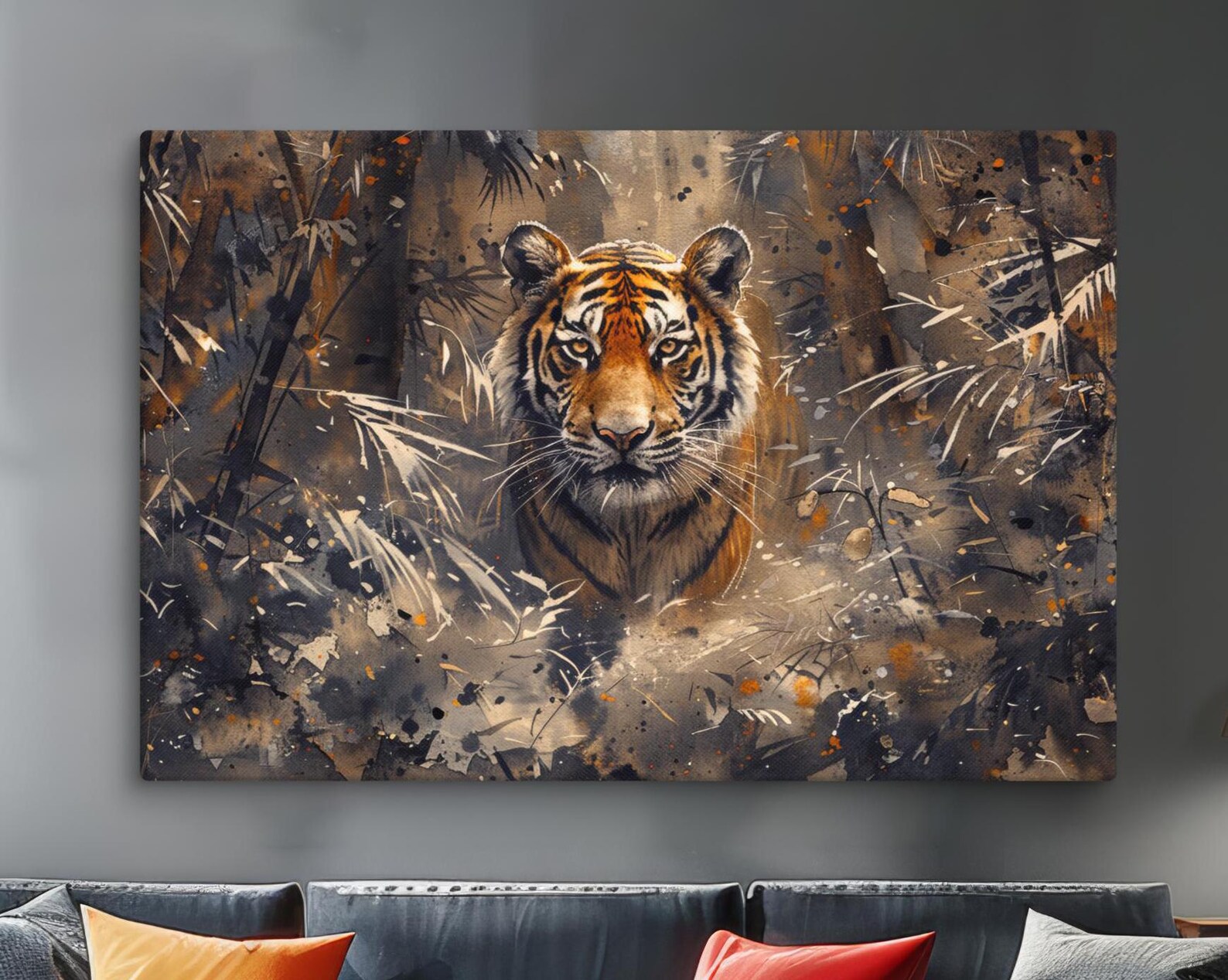 Canvas Abstract Cheetah in the Golden Savannah - Ready to Hang ...