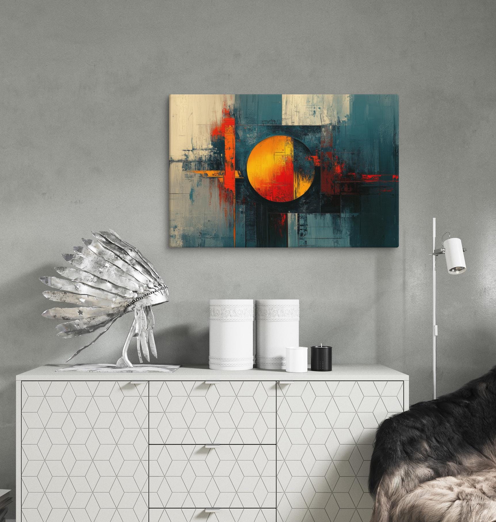 Modern Abstract Geometric Art Pictures, Bold Circular Design ...