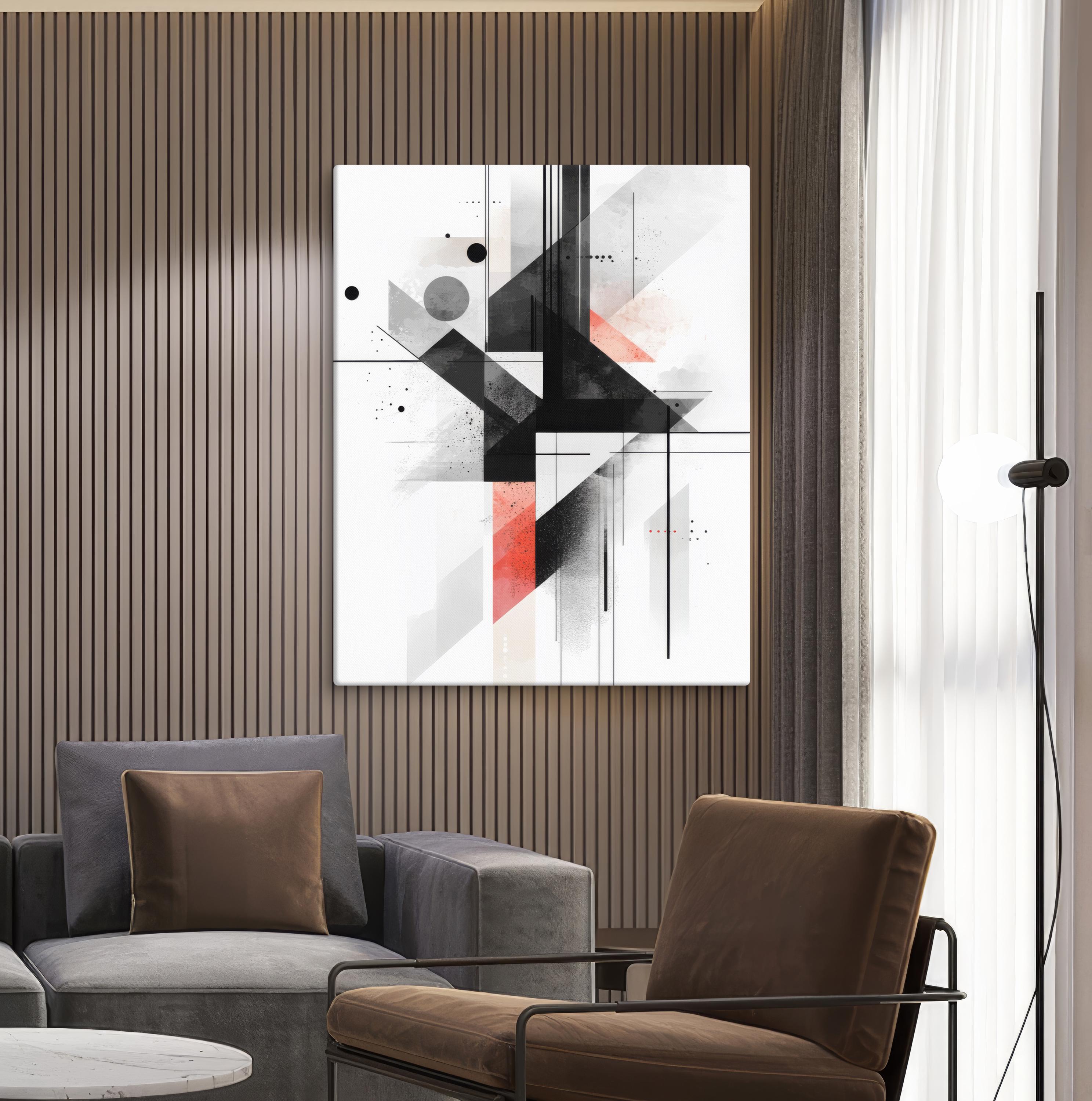 Modern Geometric Abstract Art Print, Minimalist Black and Red Shapes ...